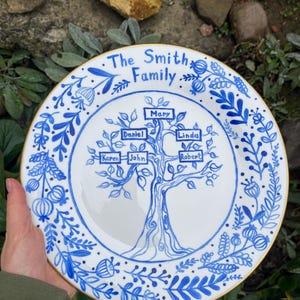 Custom Hand Painted Plate Family Tree Ceramic Plate Unique Christmas ...
