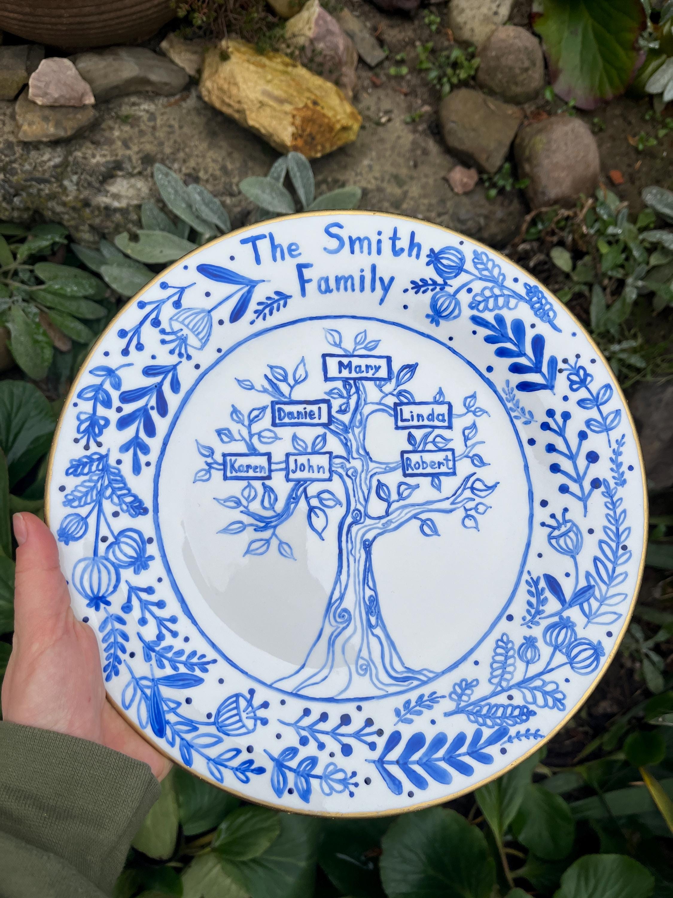 Custom Hand Painted Plate Family Tree Ceramic Plate Unique Christmas ...