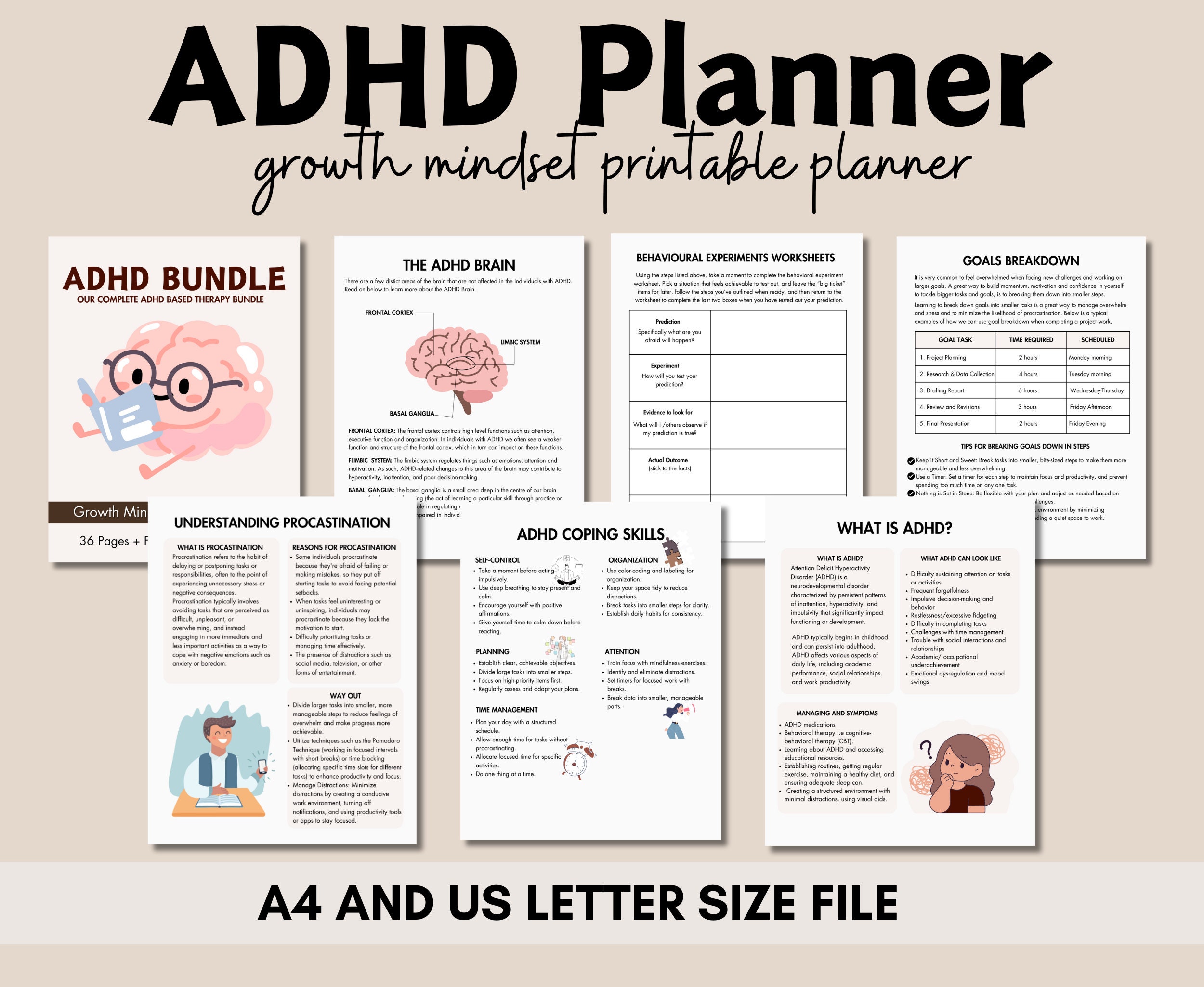 Ultimate ADHD Worksheets Mega Bundle for Adults & Teens, CBT for ADHD ...