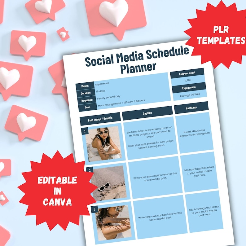 Social Media Schedule Planner Simple Contents Posting Log Social Media ...