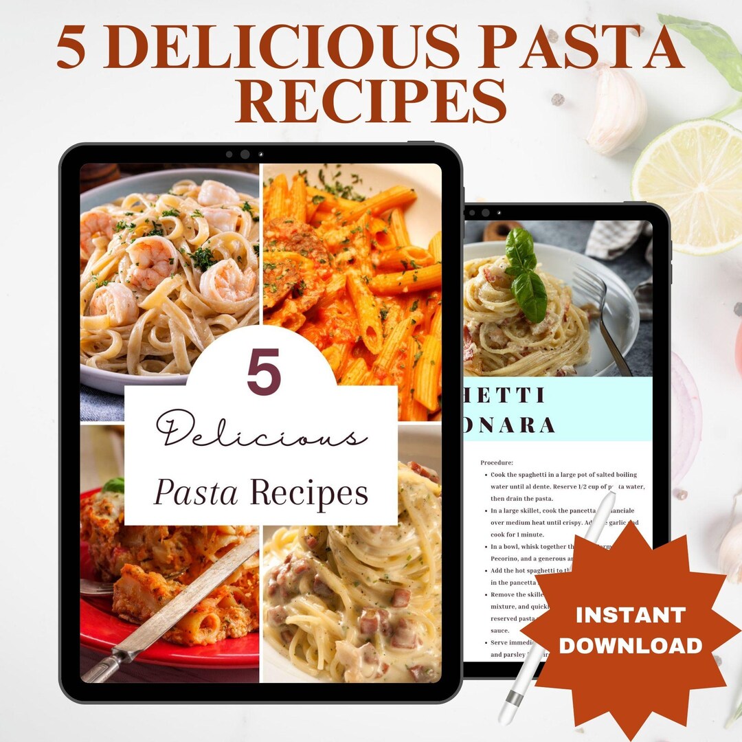 5 Delicious Pasta Recipes | Recipe Book | Digital Recipe Ebook ...
