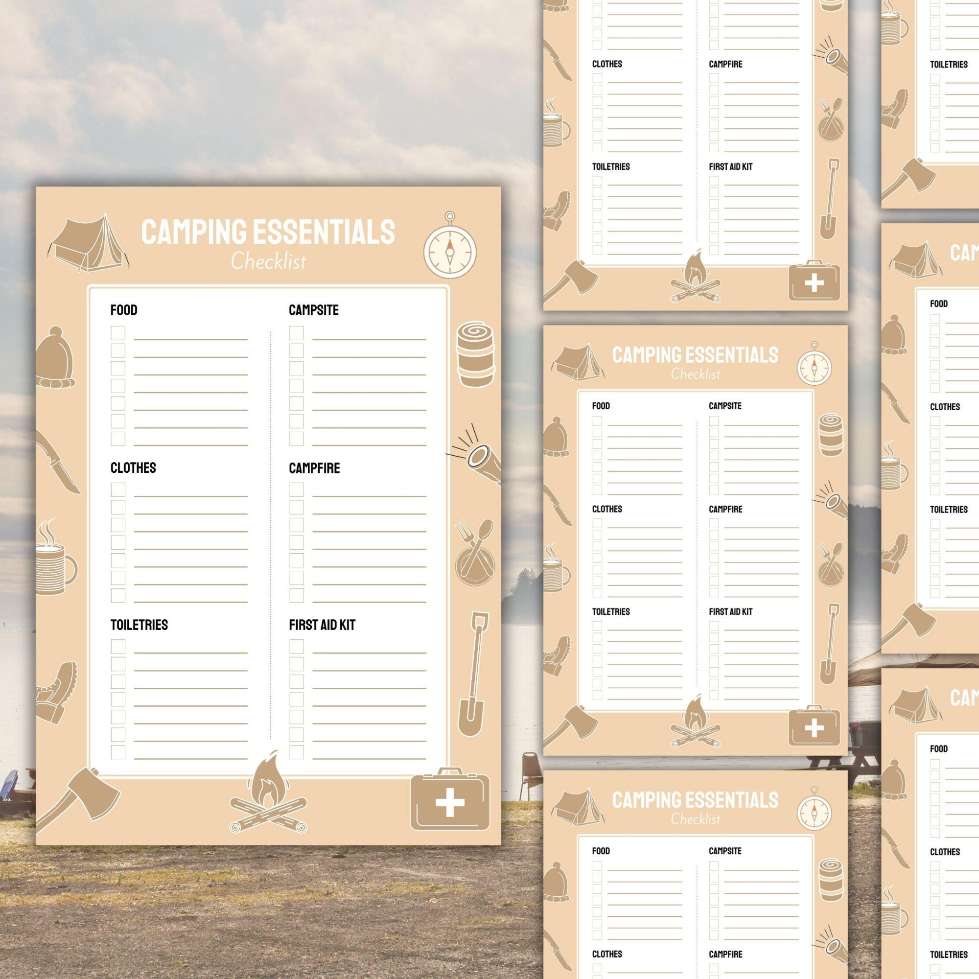 Editable Camping Checklist Printable Camping Pack List RV Camp ...