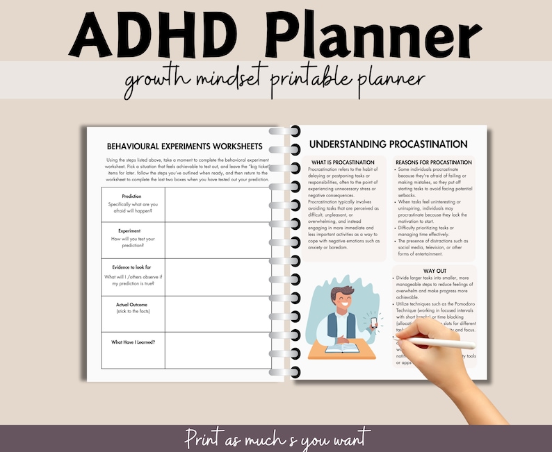 Ultimate ADHD Worksheets Mega Bundle for Adults & Teens, CBT for ADHD ...