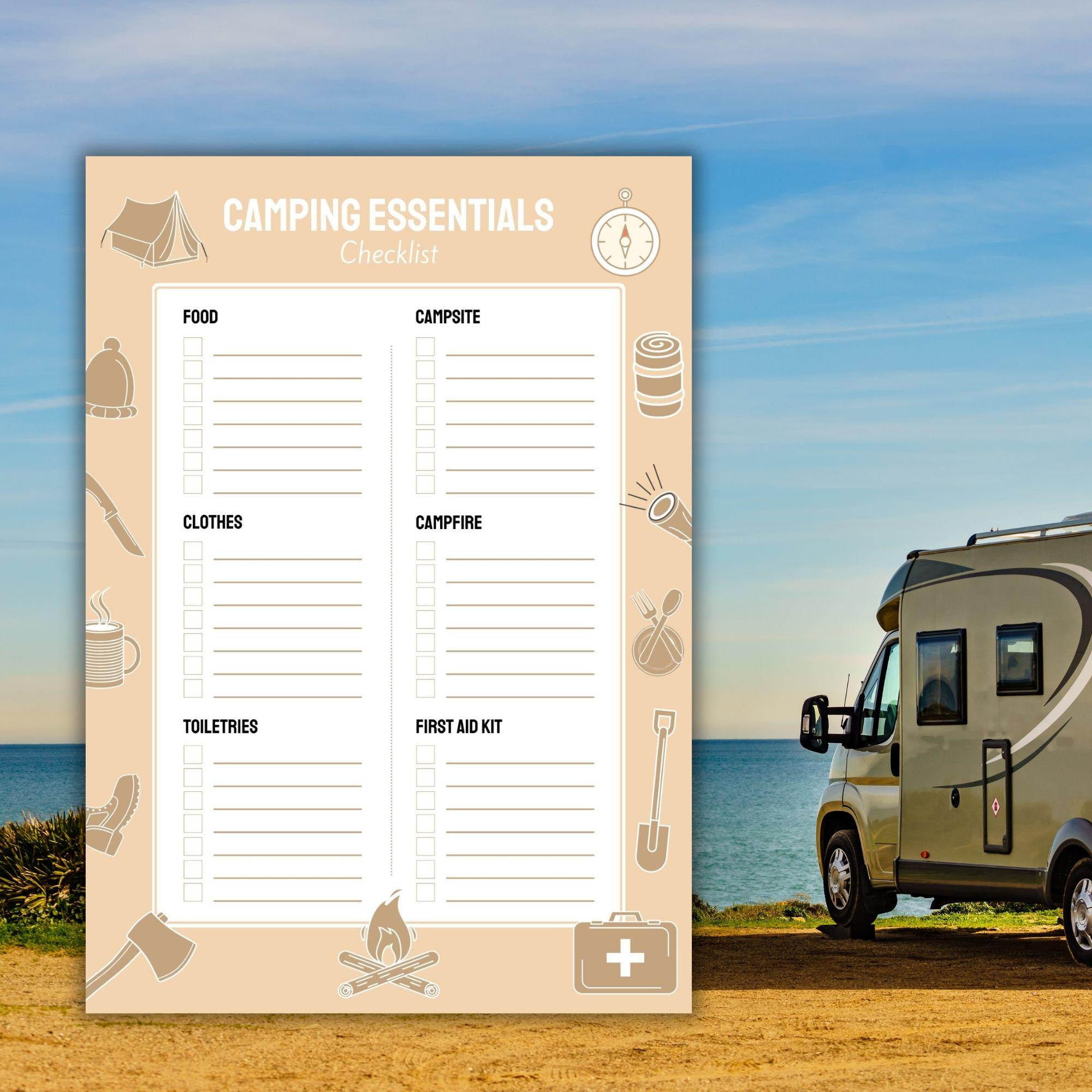 Editable Camping Checklist Printable Camping Pack List RV Camp ...