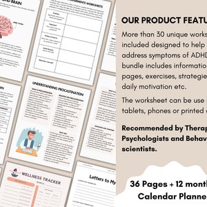 Ultimate ADHD Worksheets Mega Bundle for Adults & Teens, CBT for ADHD ...