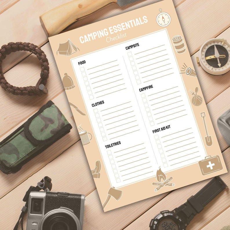 Editable Camping Checklist Printable Camping Pack List RV Camp ...