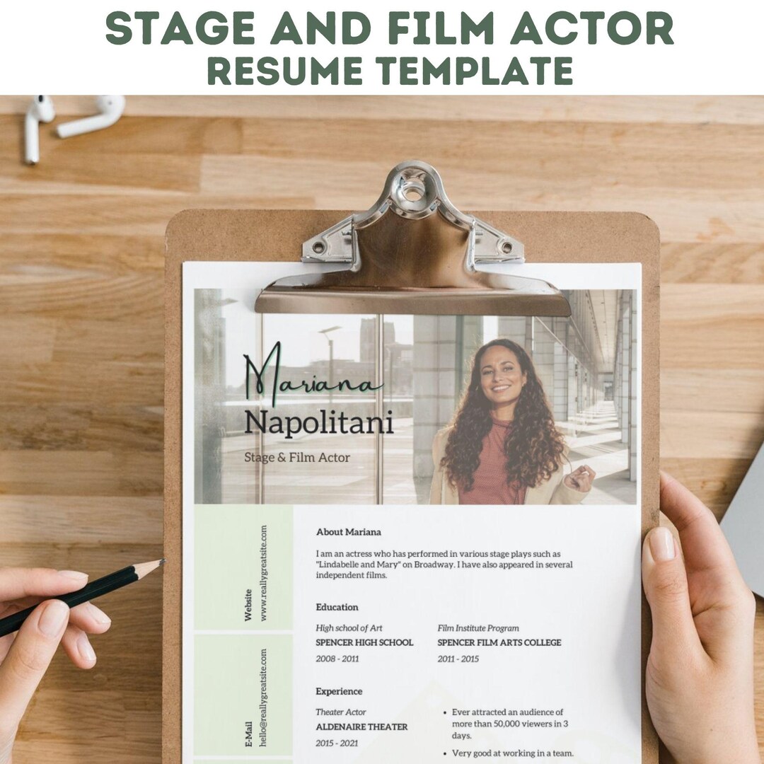 Actor Resume Template | Stage and Film Actor CV | Editable and ...