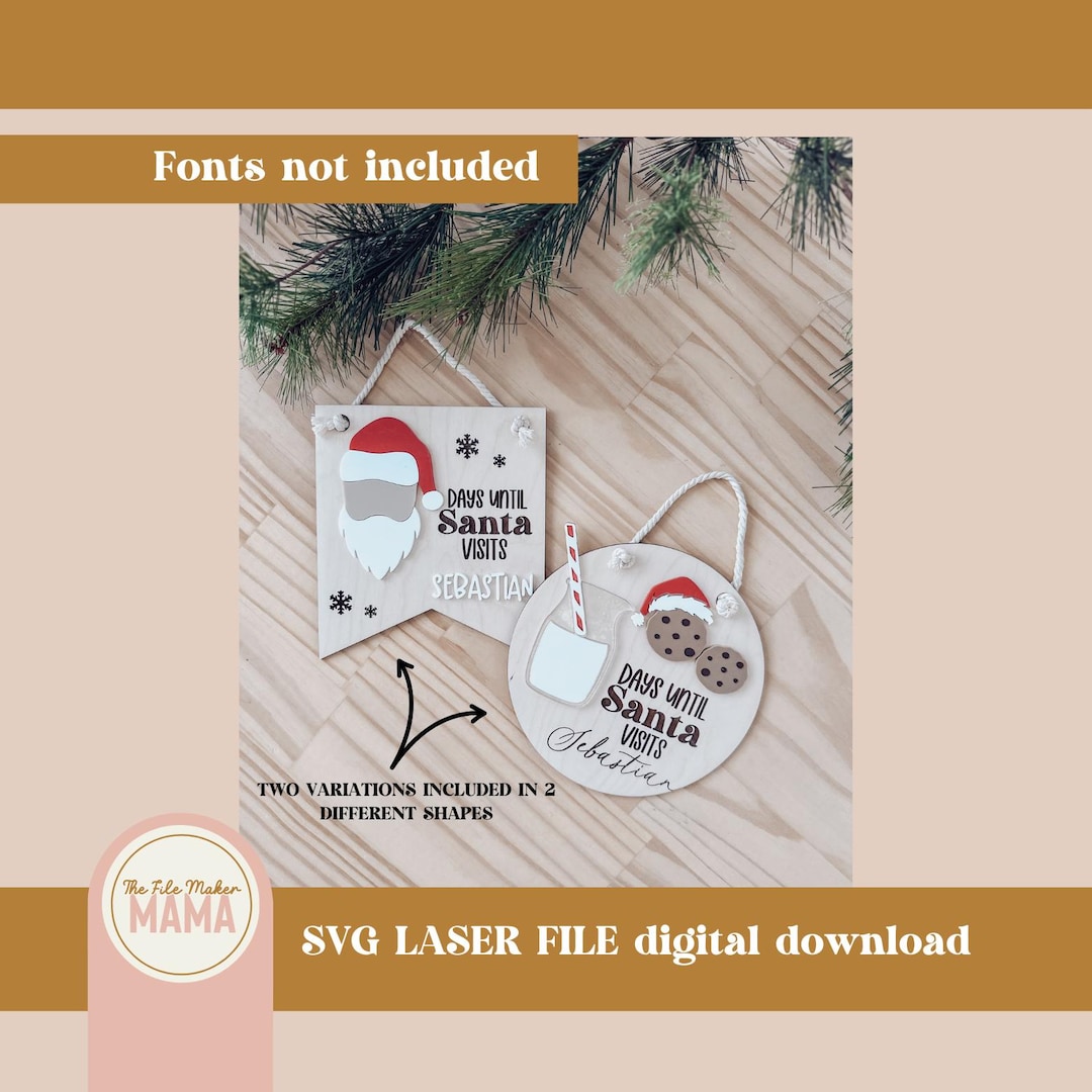 Santa Countdown SVG | Sleeps Until Santa Visits Digital File | Laser ...