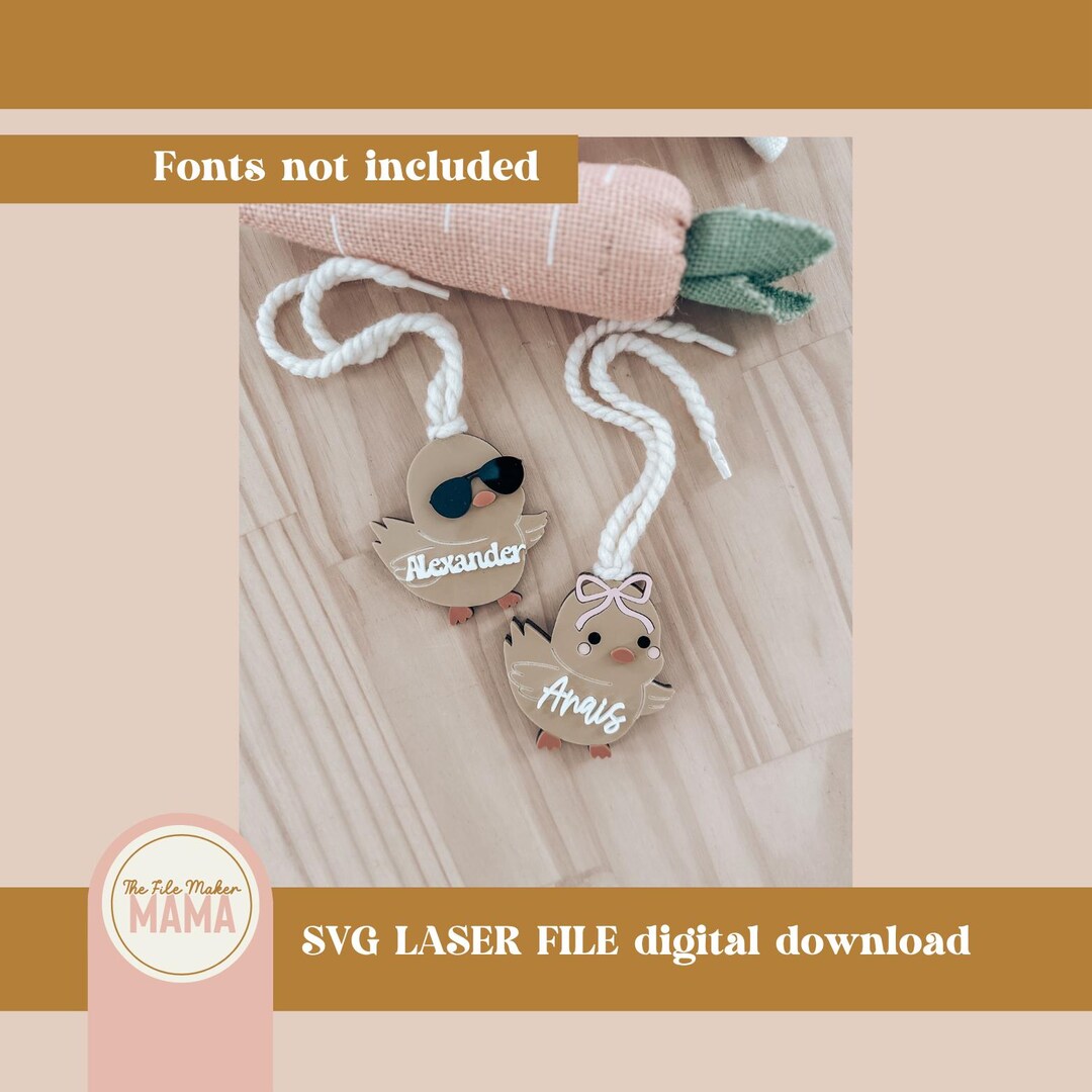 Easter Chick Name Tags SVG | Easter Digital Cut Files | Chick Tag SVG ...