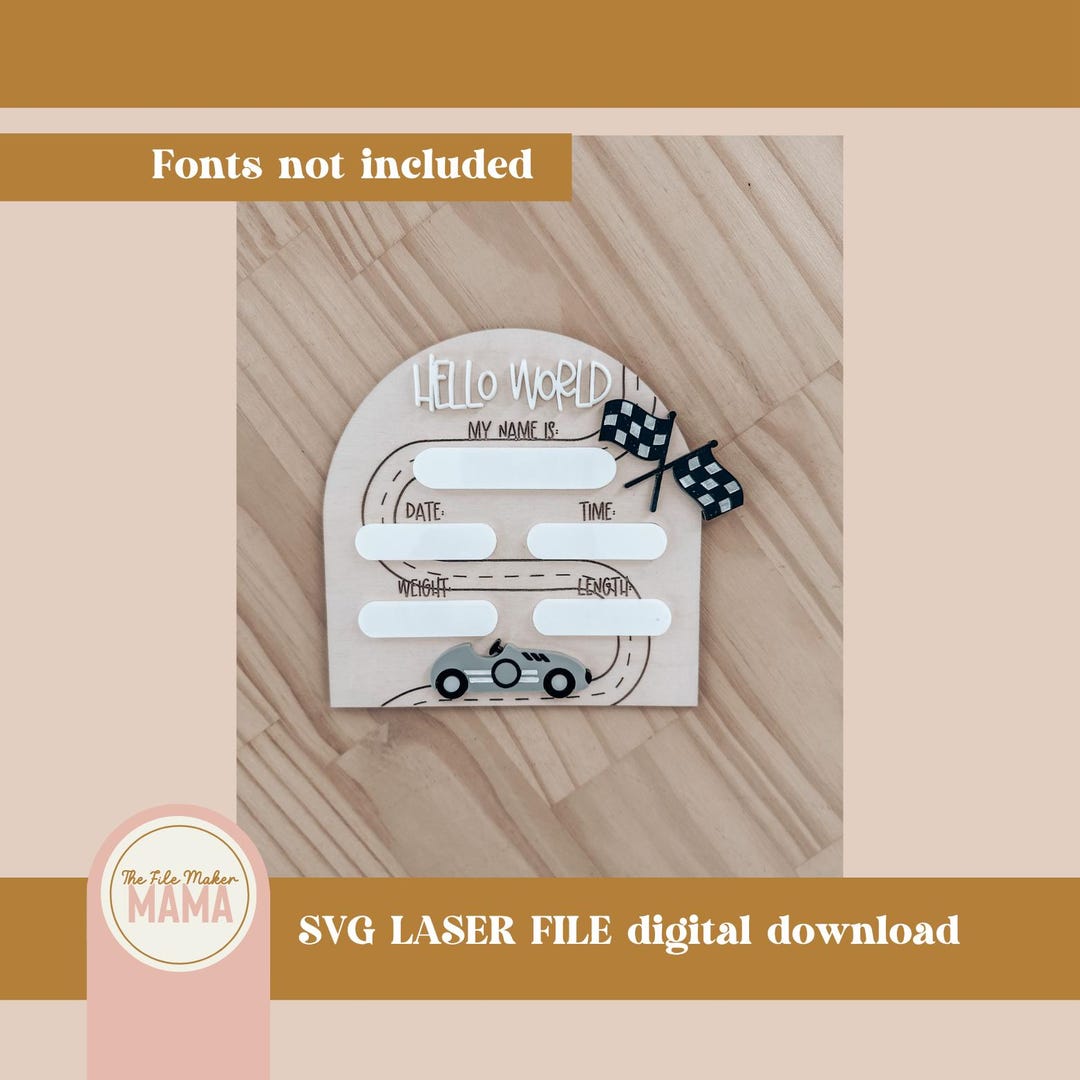 Race Car Baby Birth Stats Cut File | SVG File | Digital Download ...