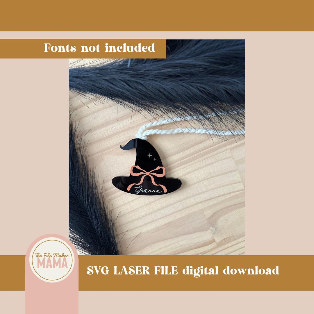 Witches Hat Tag SVG | Halloween Tag Laser Cut | Boo Basket Digital File ...