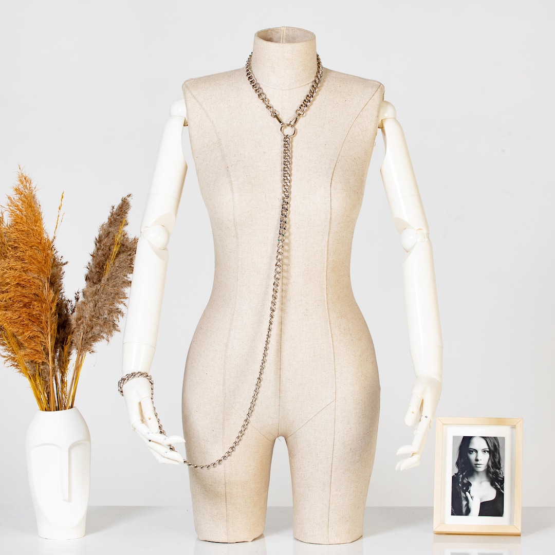 Gold Necklace for Special Days, Choking Chain, Choker Collar With Leash ...