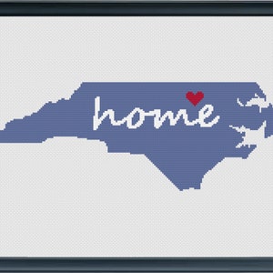 North Carolina Home Cross Stitch Pattern, NC State Silhouette (PDF ...