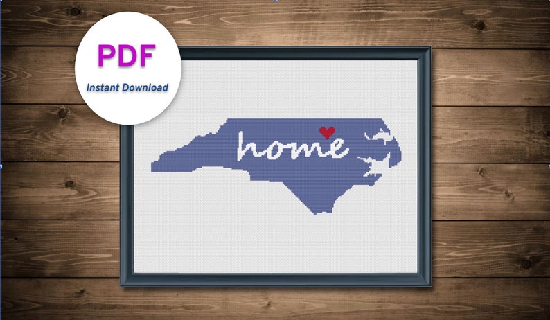 North Carolina Home Cross Stitch Pattern PDF Download NC - Etsy