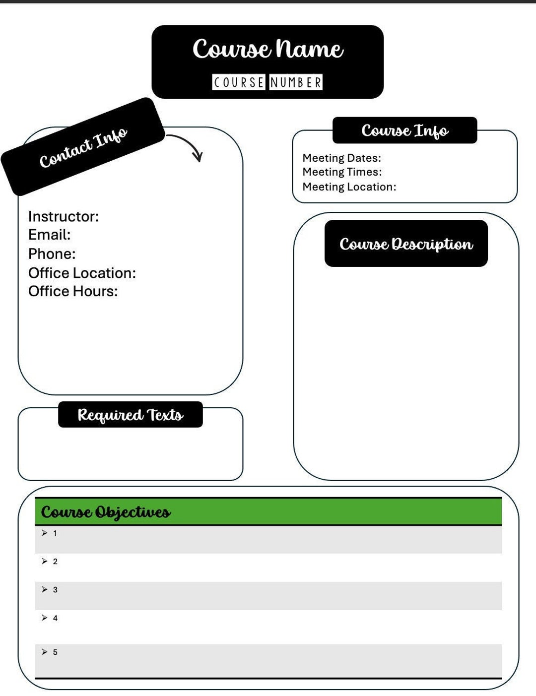 Editable Syllabus Template for College and High School Courses - Etsy