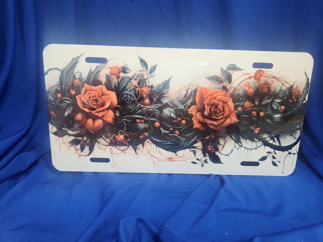 License Plate, UV Protected, Gothic Rose - Etsy