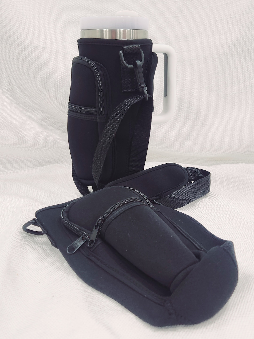 Black 40oz Bottle Koozie With Carry Strap, Cup Not Included - Etsy