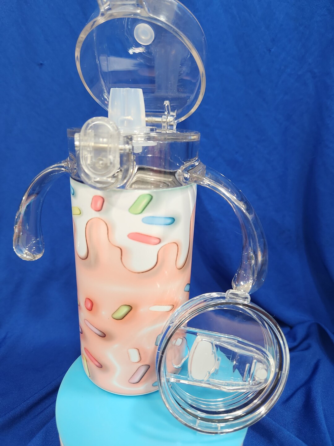 12-ounce Double Lid Sippy Cup Pink Ice-cream - Etsy