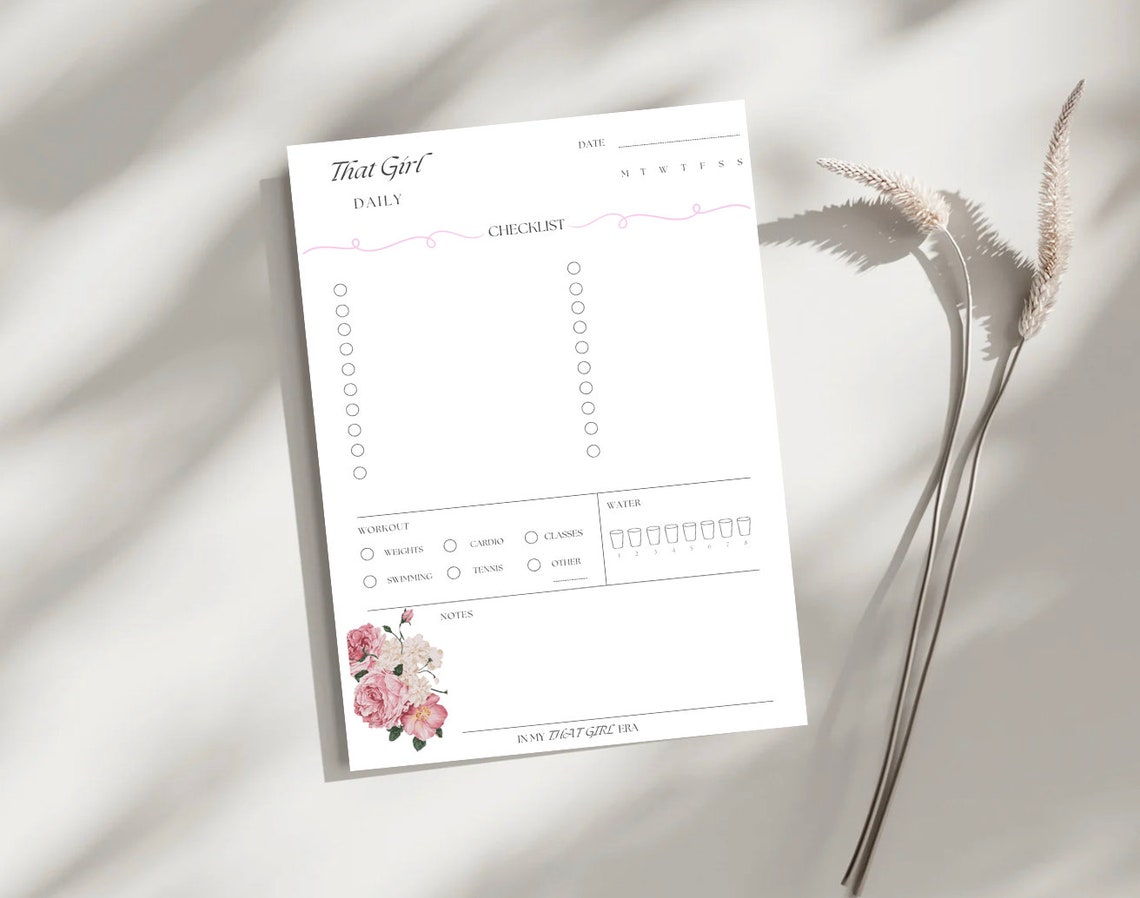 Daily That Girl Checklist Printable, Instant Download, Daily Organiser ...