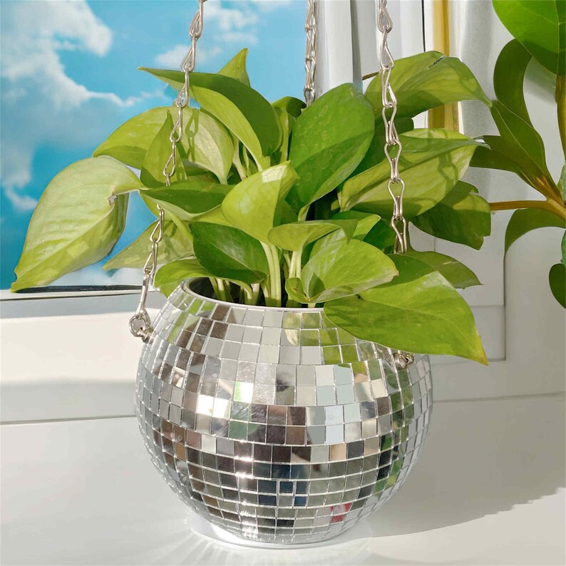 Hanging Disco Ball Planter Pot, Disco Hanging Flower Vase, Hanging ...