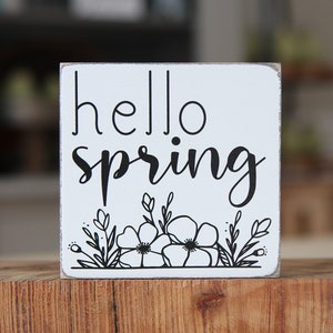 Hello Spring Sign Spring Tiered Tray Sign Small Hello Spring Sign ...