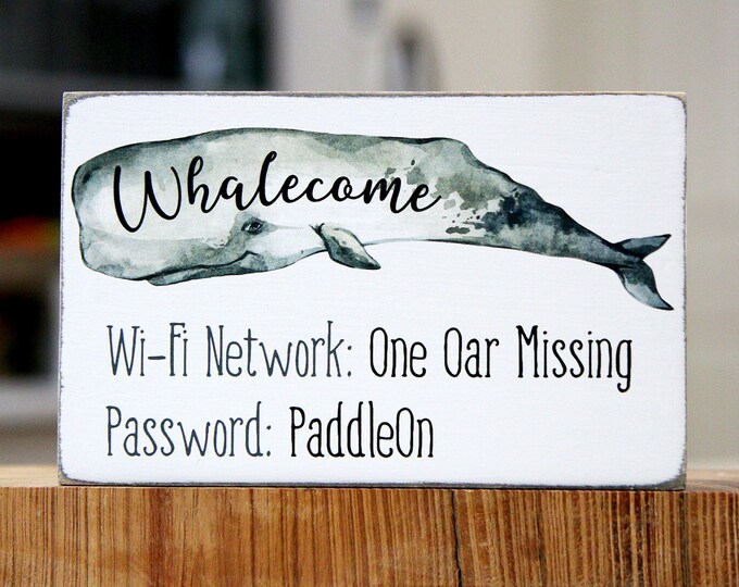 Coastal Wi-fi Custom Sign Whalecome With Whale - Etsy