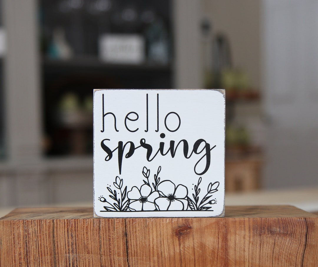 Hello Spring Sign Spring Tiered Tray Sign Small Hello Spring Sign ...