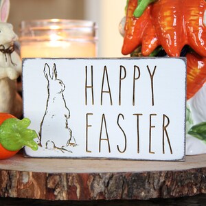 Easter Sign Happy Easter With Rabbit - Etsy