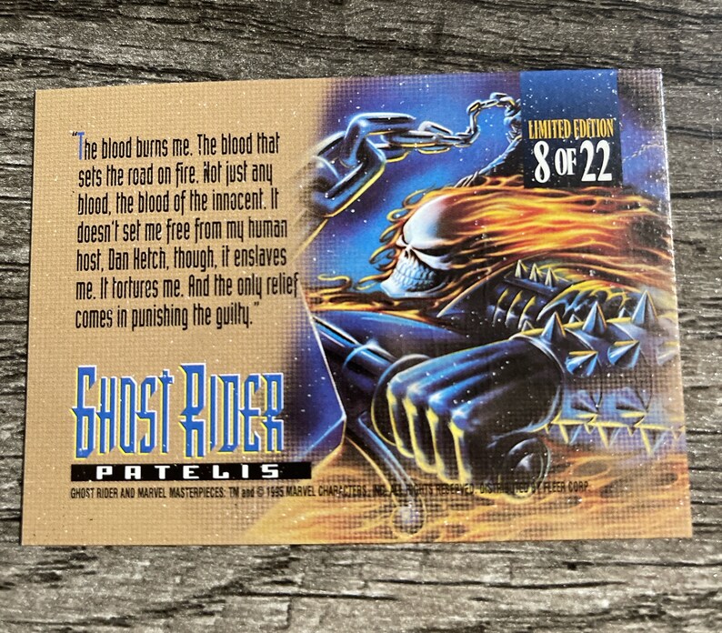 1995 Marvel Masterpieces Canvas Ghost Rider Card 8 of 22 Rare - Etsy