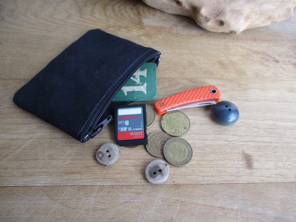 Coin Collector Penny Purse Black Waxed Canvas Coin Bag Treasure ...