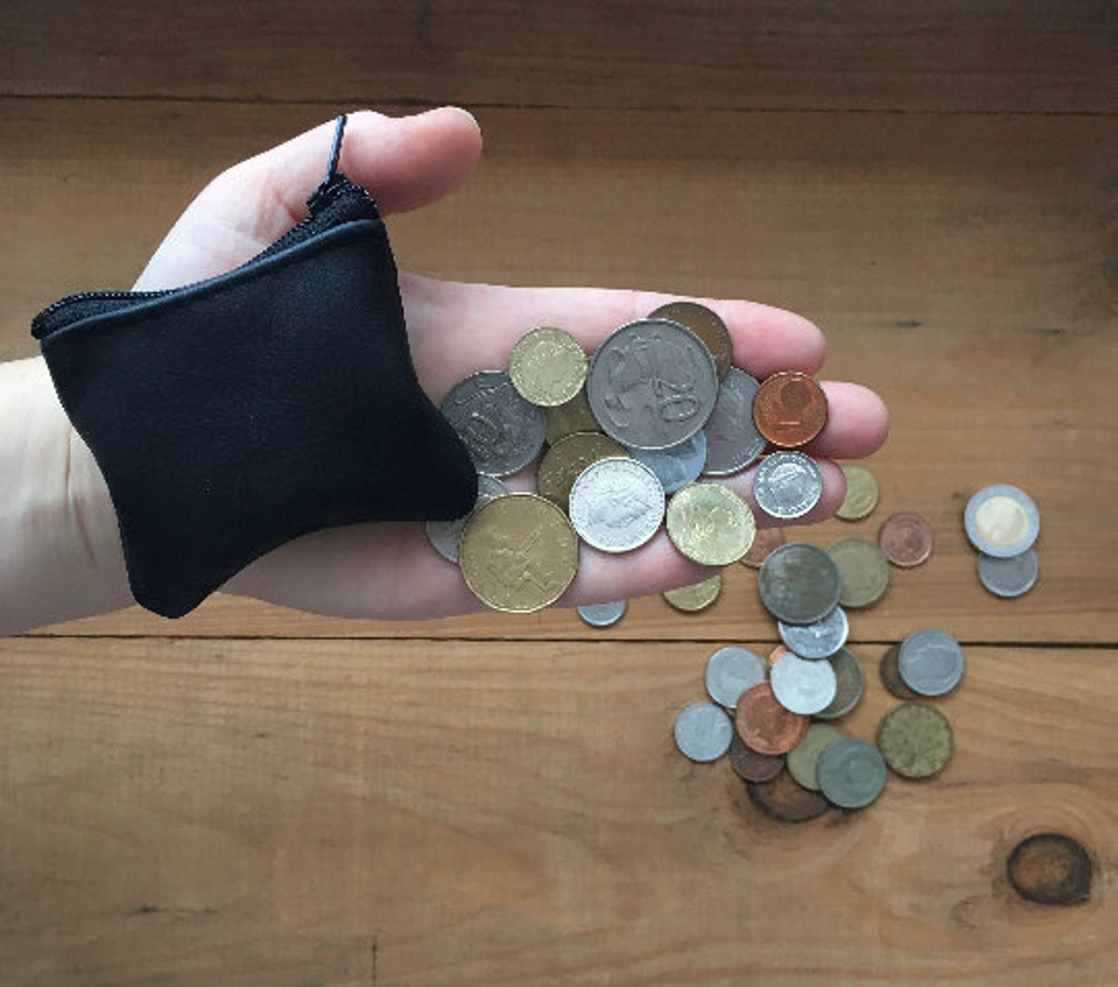 Coin Collector Penny Purse Black Waxed Canvas Coin Bag Treasure ...