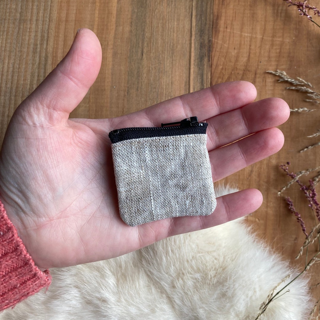 Waxed Linen Mini Zip Coin Pouch - Lilliput SD Card Case - Etsy