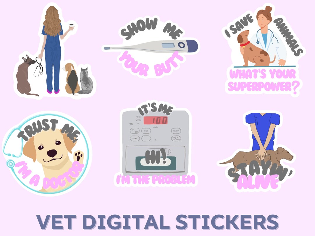 Printable Stickers for Veterinary Professionals, Digital Download PNG ...