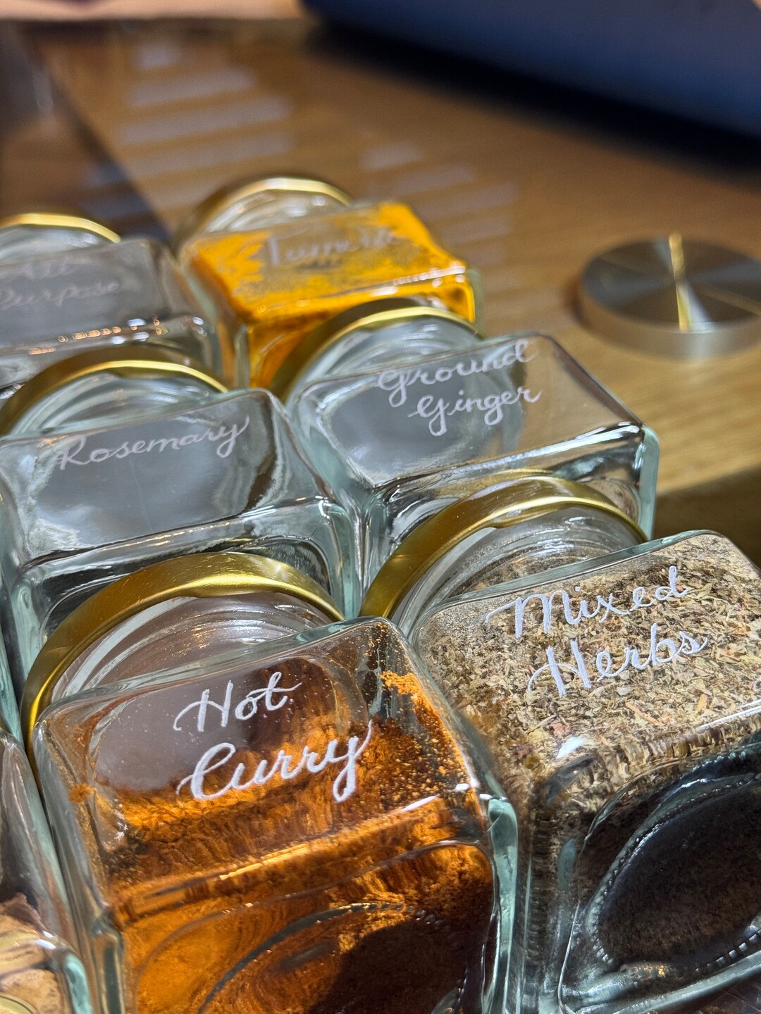 Glass Engraved Spice Jars Set of 12 - Etsy UK