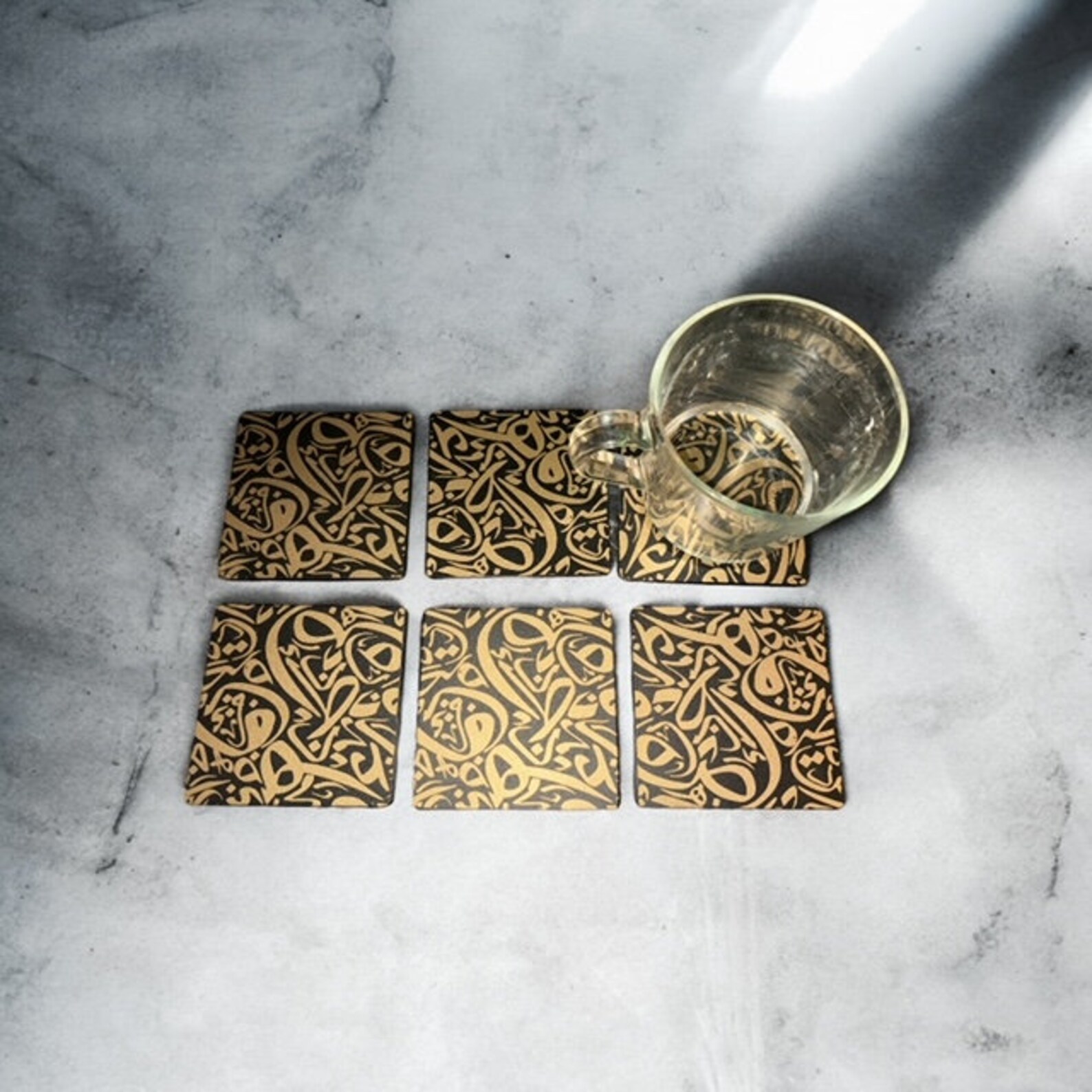 Square Arabic Calligraphy Gold Writing Black Coasters set of 6 - Etsy