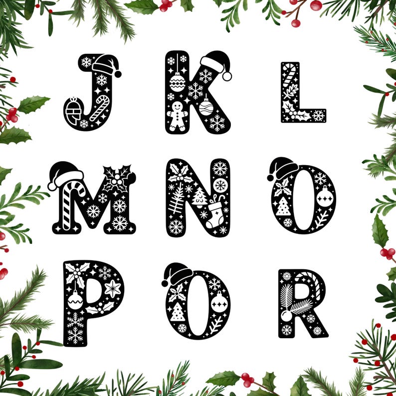 Christmas Alphabet SVG Bundle – Festive Monogram Letters (26 Designs ...