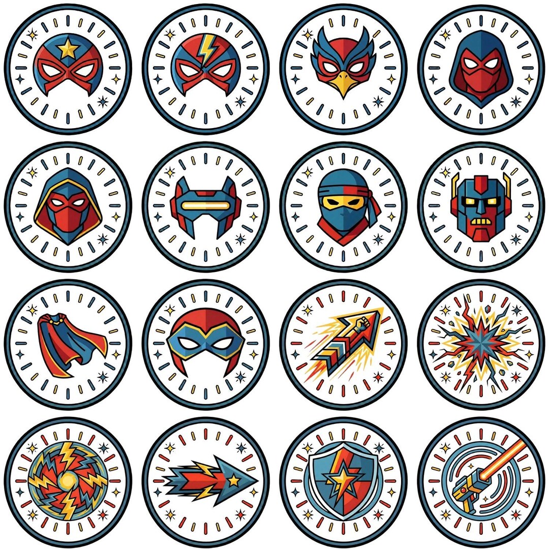 Superhero Clipart Vector PNG Comic Style Mask Symbol Collection - Etsy