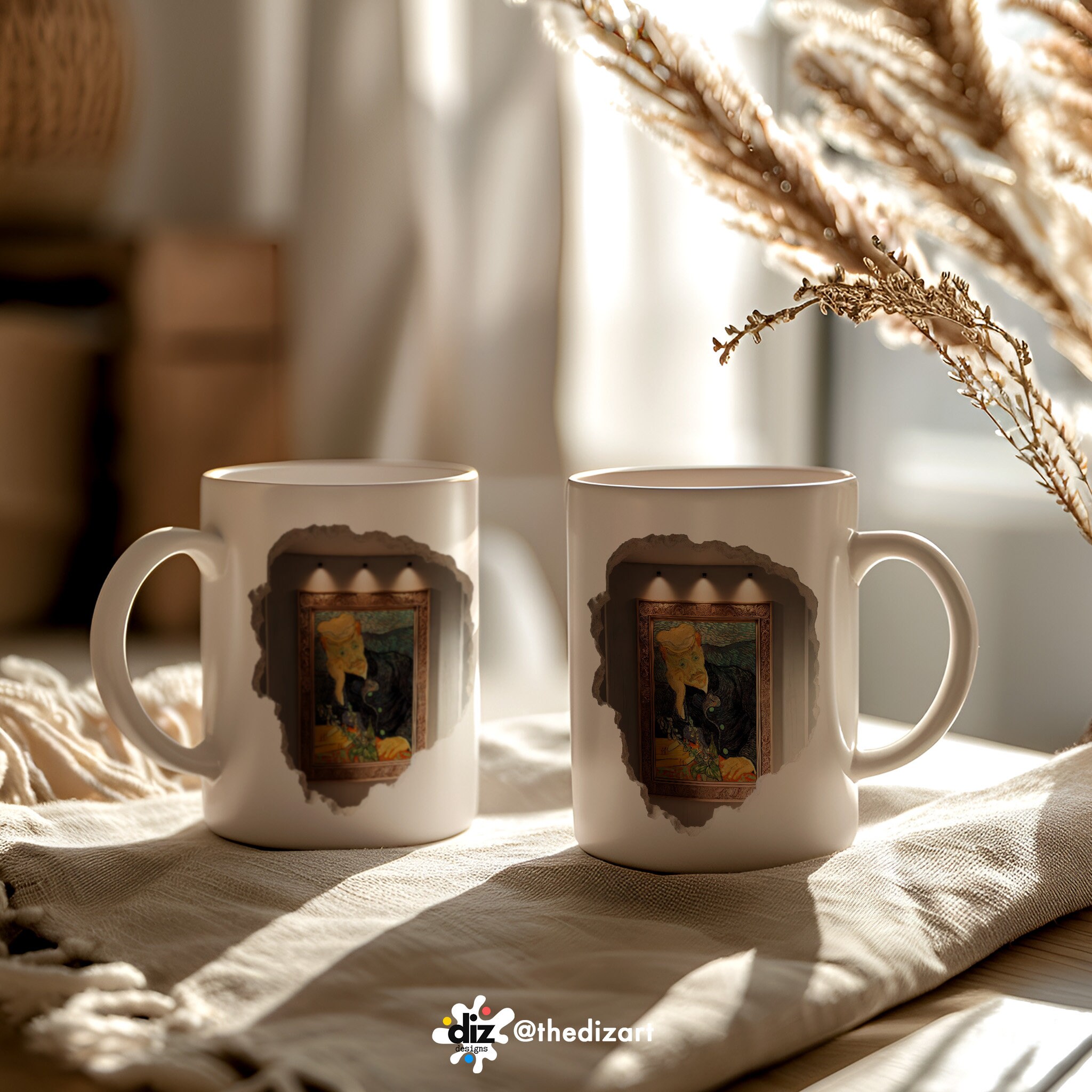 VAN GOGH 3d Artistic Botanical MUG Wrap, Coffee & Tea Cup Cute ...