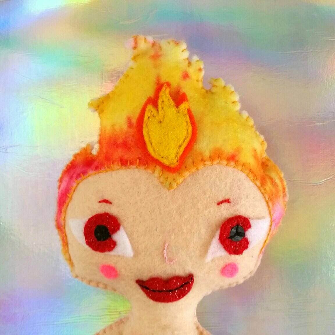 Mermaid Fire Girl Handmade Felt Art Doll - Etsy