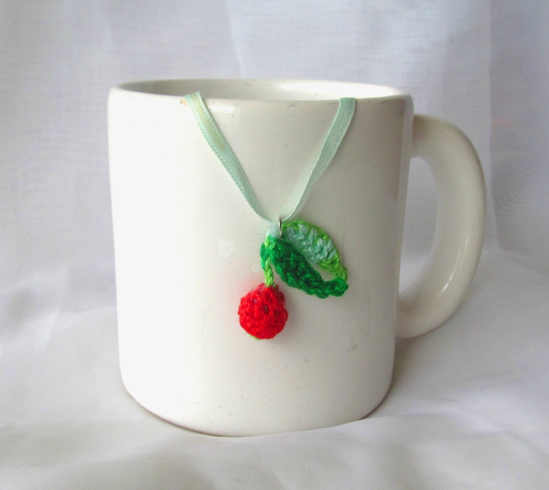 Crocheted Mini Cherry Pendant - Etsy