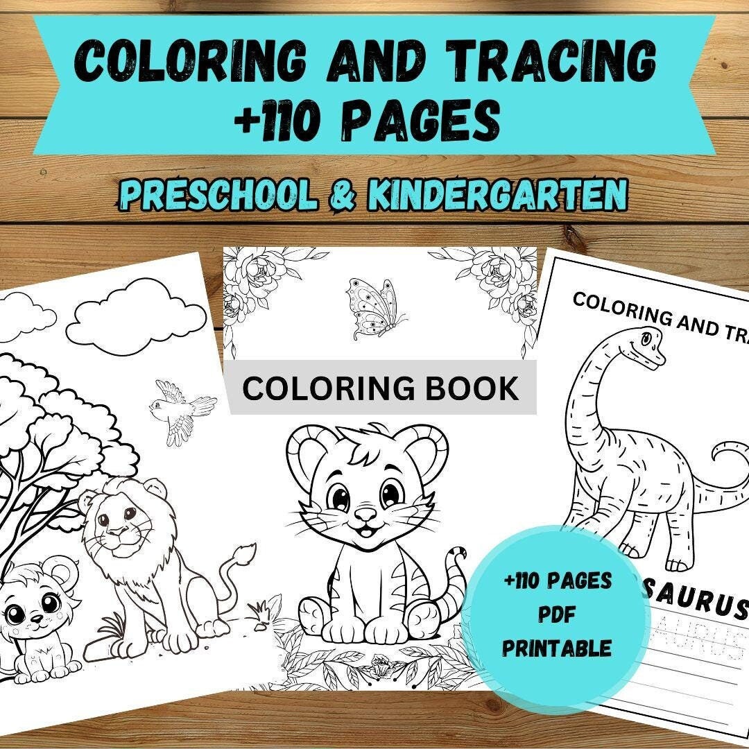 Coloring and Tracing Book for Preschool & Kindergarten Kids 110 Pages ...