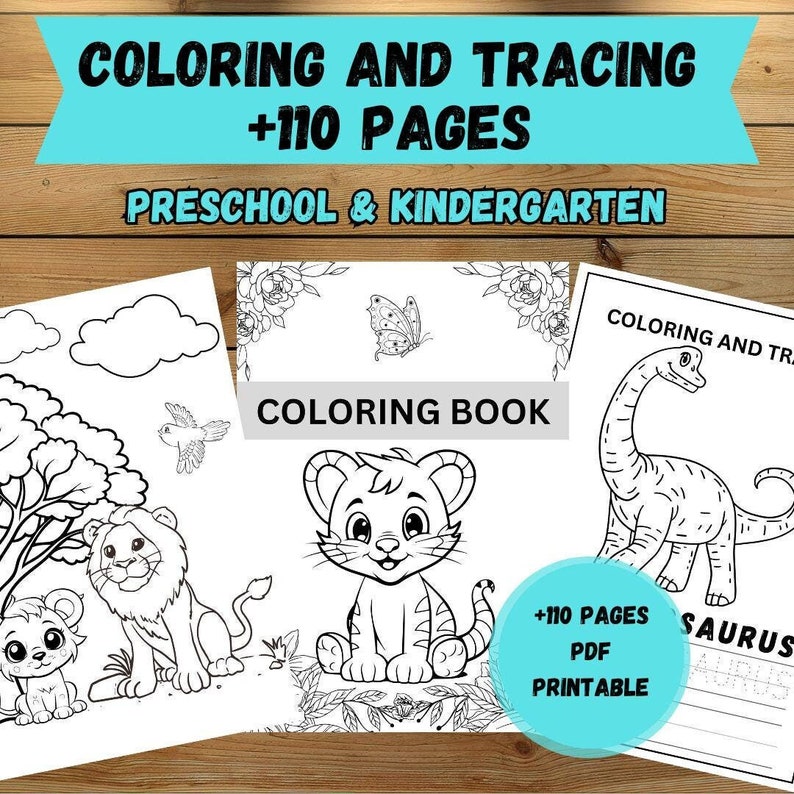 Coloring and Tracing Book for Preschool & Kindergarten Kids 110 Pages ...
