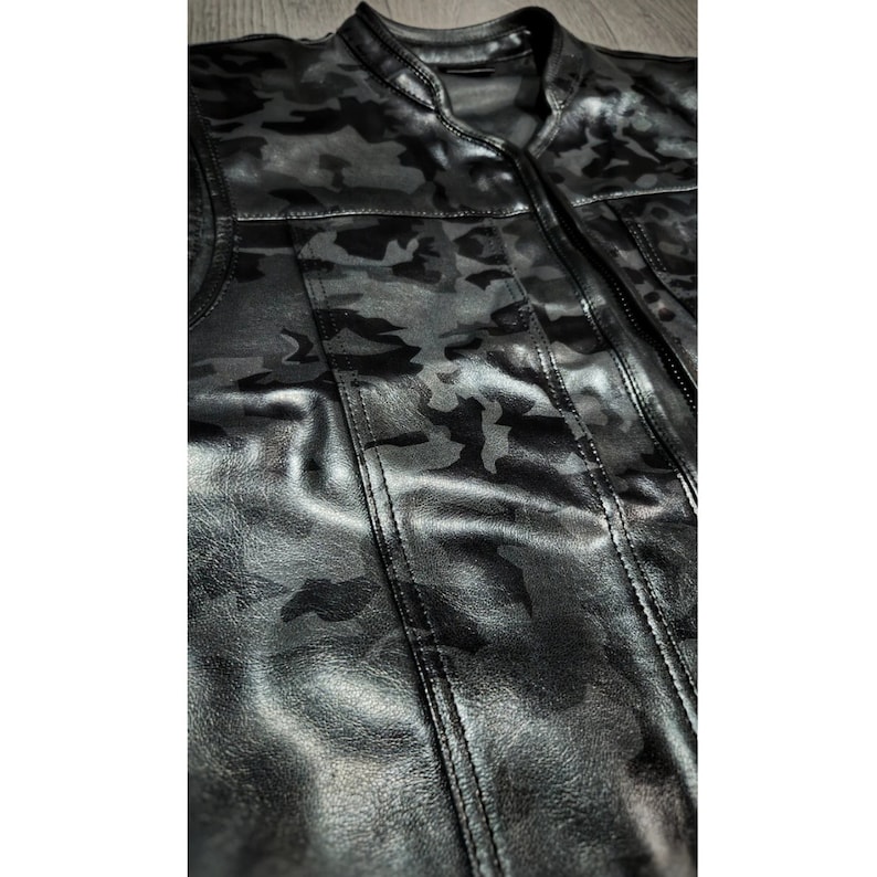 Men's Badass Black Camo Leather Vest. - Etsy