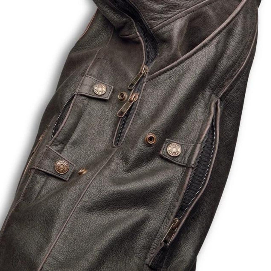 Harley-davidson Men's Trostel Triple Vent System Leather Jacket, Biker ...
