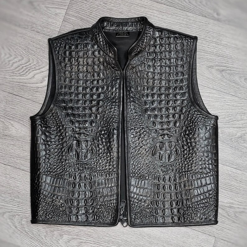 Men's Luxury Alligator Embossed Leather Vest - Etsy