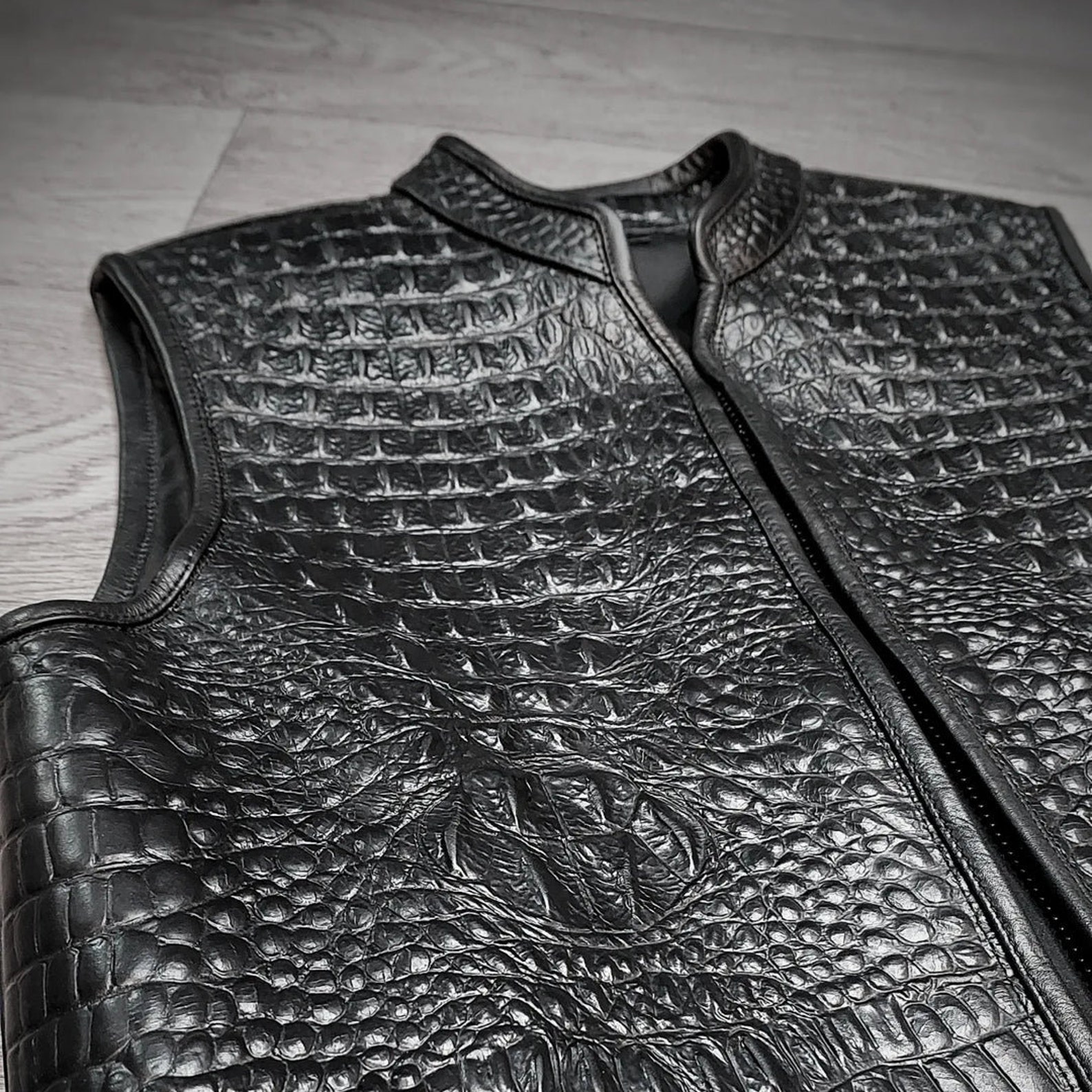 Men's Luxury Alligator Embossed Leather Vest - Etsy
