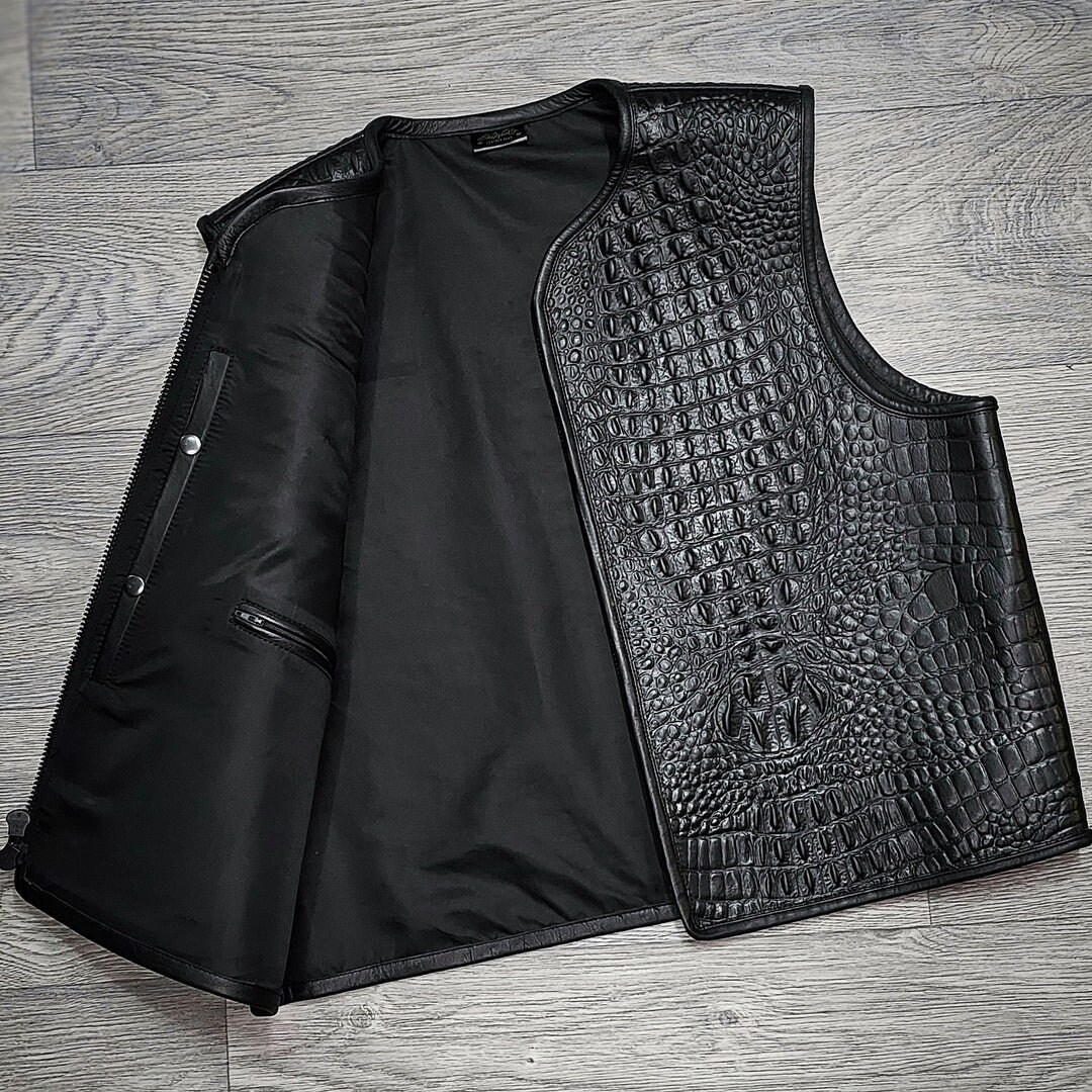 Men's Luxury Alligator Embossed Leather Vest - Etsy