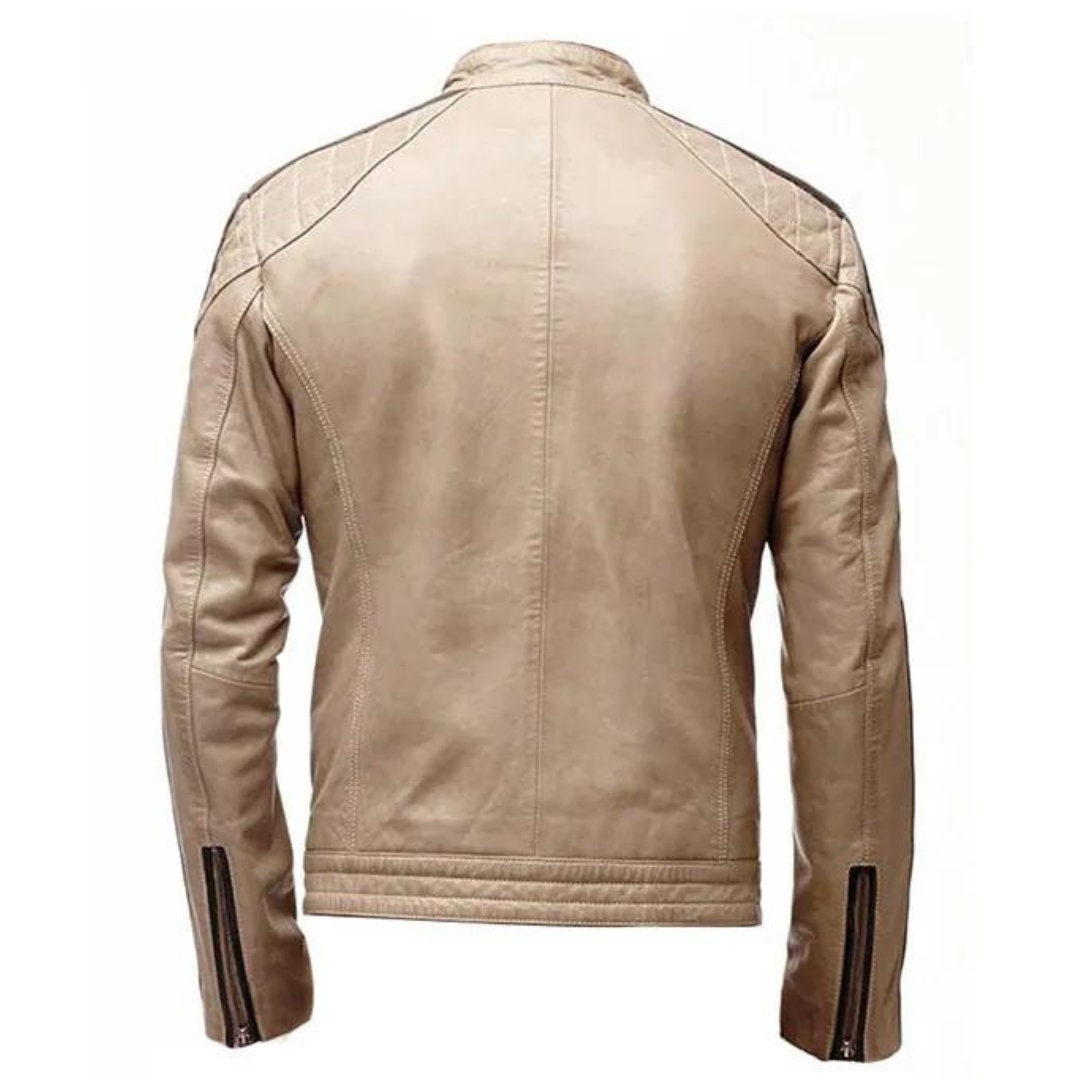 Vintage Men's Brown Striped Leather Jacket. Biker Jacket. Leather ...