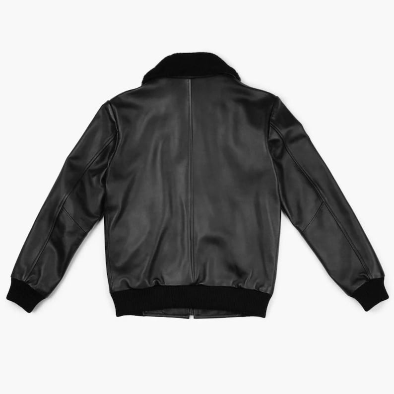 Premium Leather Shearling Collar Jacket | Hand-finished Full-grain ...