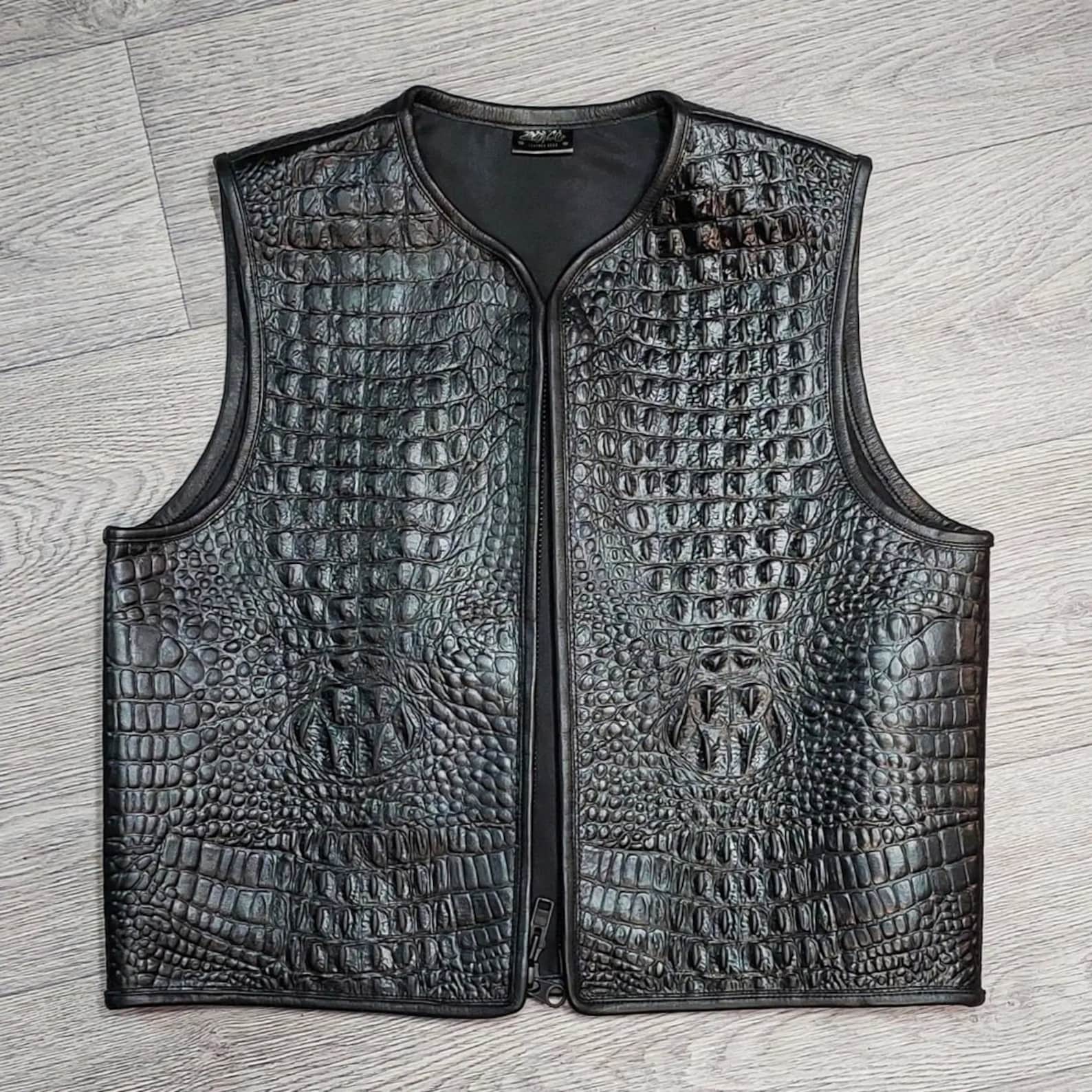 Men's Luxury Alligator Embossed Leather Vest - Etsy